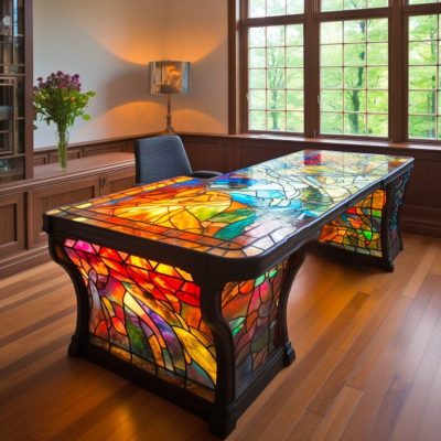 Illuminate Your Workspace with These Gorgeous Stained Glass Desks