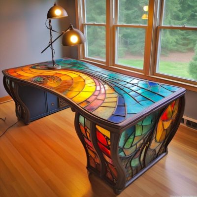 Illuminate Your Workspace with These Gorgeous Stained Glass Desks