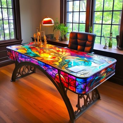 Illuminate Your Workspace with These Gorgeous Stained Glass Desks