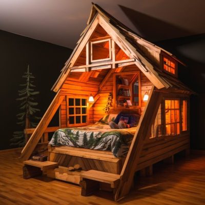 Indulge in a Rustic Getaway as You Slumber with These Cabin Shaped Beds