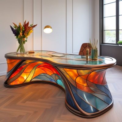Illuminate Your Workspace with These Gorgeous Stained Glass Desks