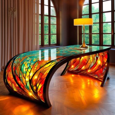 Illuminate Your Workspace with These Gorgeous Stained Glass Desks