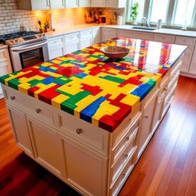LEGO and Epoxy - A Unique Recipe for Kitchen Island Countertops
