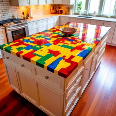 LEGO and Epoxy - A Unique Recipe for Kitchen Island Countertops
