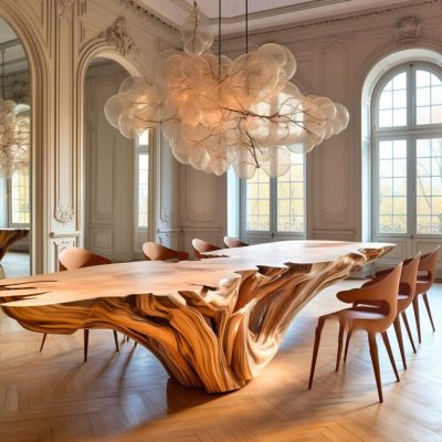 Rooted in Exquisite Design: Wooden Tree-Shaped Dining Tables