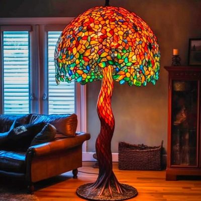 Oversized Stained Glass Tree Lamps: Impressive Home Decor!