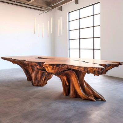 Rooted in Exquisite Design: Wooden Tree-Shaped Dining Tables
