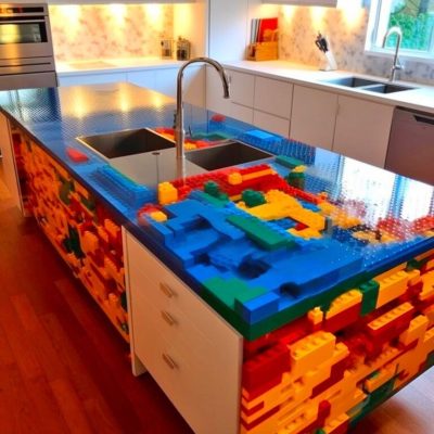 LEGO and Epoxy - A Unique Recipe for Kitchen Island Countertops