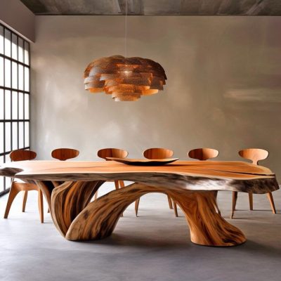 Rooted in Exquisite Design: Wooden Tree-Shaped Dining Tables