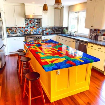 LEGO and Epoxy - A Unique Recipe for Kitchen Island Countertops