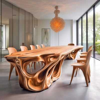 Rooted in Exquisite Design: Wooden Tree-Shaped Dining Tables