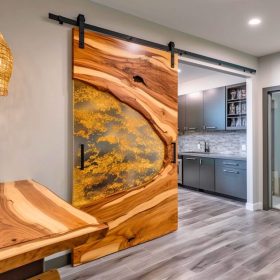 Live Edge Wooden Barn Doors Enhanced with Epoxy Resin - A Stunning ...