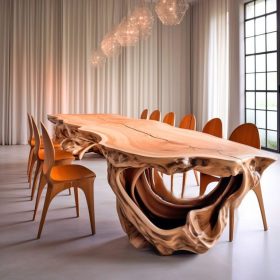 Rooted in Exquisite Design: Wooden Tree-Shaped Dining Tables