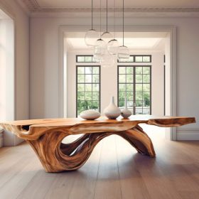 Rooted in Exquisite Design: Wooden Tree-Shaped Dining Tables