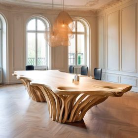 Rooted in Exquisite Design: Wooden Tree-Shaped Dining Tables