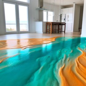 This Gorgeous Flooring is Crafted Using Sand and Epoxy