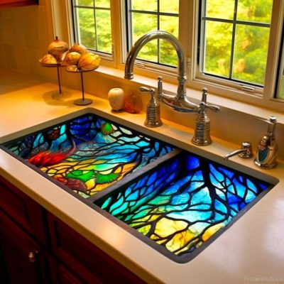 Stained Glass Sinks in the Kitchen: Artistic Beauty Meets Practicality