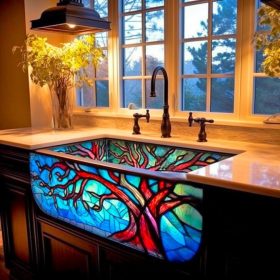 Stained Glass Sinks in the Kitchen: Artistic Beauty Meets Practicality