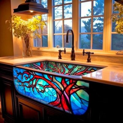 Stained Glass Sinks in the Kitchen: Artistic Beauty Meets Practicality