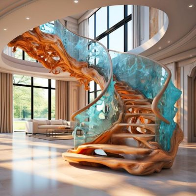 Exceptional Staircases Crafted from Live Edge Wood and Epoxy, Elevating ...