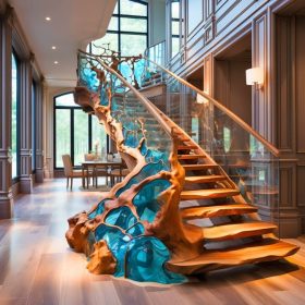 Exceptional Staircases Crafted from Live Edge Wood and Epoxy, Elevating ...