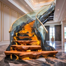 Exceptional Staircases Crafted from Live Edge Wood and Epoxy, Elevating ...