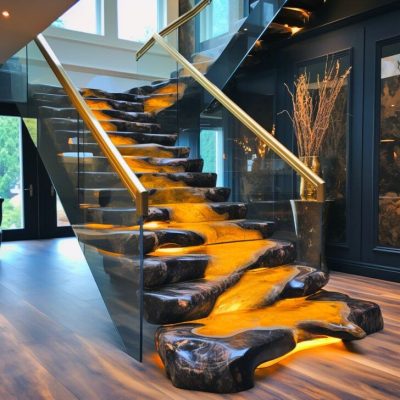 Exceptional Staircases Crafted from Live Edge Wood and Epoxy, Elevating ...