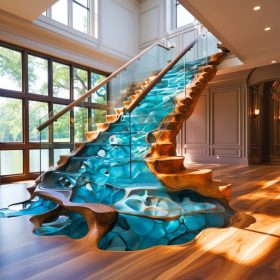 Exceptional Staircases Crafted from Live Edge Wood and Epoxy, Elevating ...