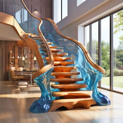 Exceptional Staircases Crafted from Live Edge Wood and Epoxy, Elevating ...