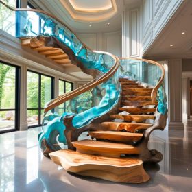Exceptional Staircases Crafted from Live Edge Wood and Epoxy, Elevating ...
