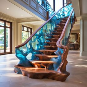 Exceptional Staircases Crafted from Live Edge Wood and Epoxy, Elevating ...