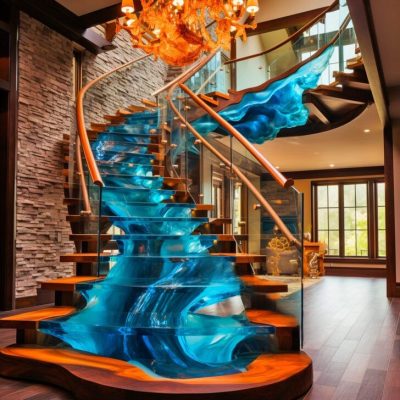 Exceptional Staircases Crafted from Live Edge Wood and Epoxy, Elevating ...