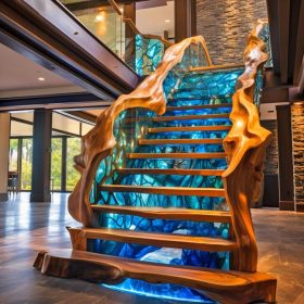 Exceptional Staircases Crafted from Live Edge Wood and Epoxy, Elevating ...