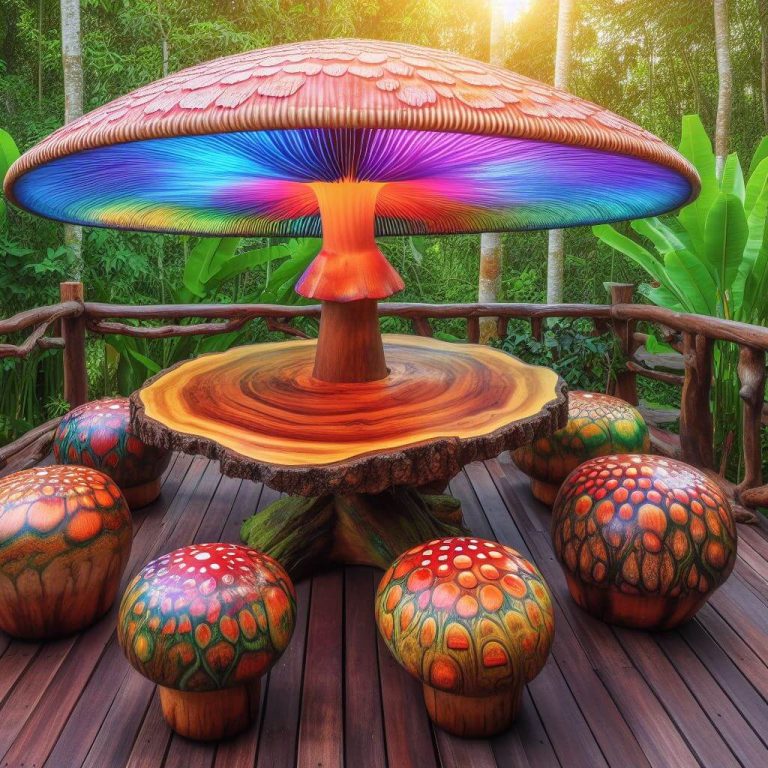 Enhance Your Patio with Mushroom Table and Tree-Shaped Picnic Sets for ...