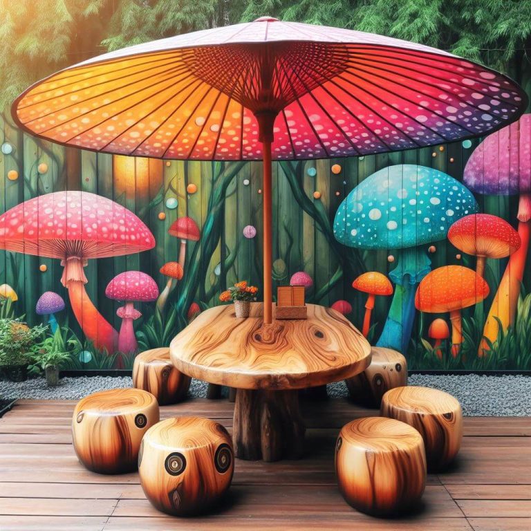 Enhance Your Patio with Mushroom Table and Tree-Shaped Picnic Sets for ...