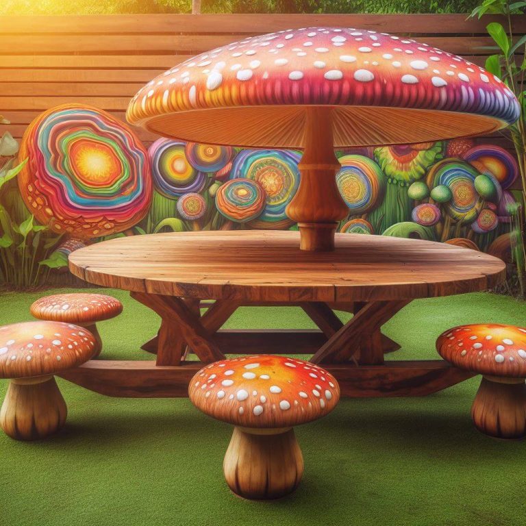 Enhance Your Patio with Mushroom Table and Tree-Shaped Picnic Sets for ...