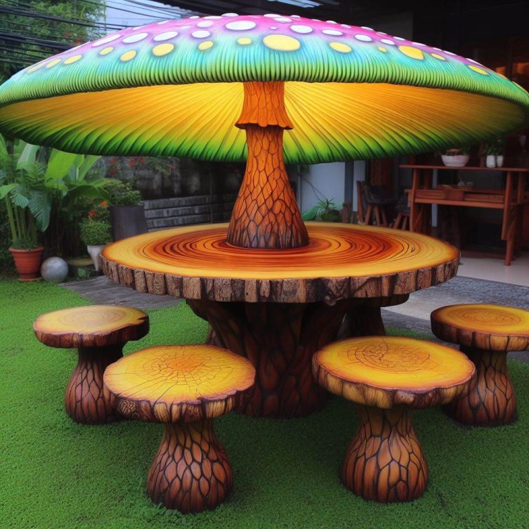 Enhance Your Patio with Mushroom Table and Tree-Shaped Picnic Sets for ...