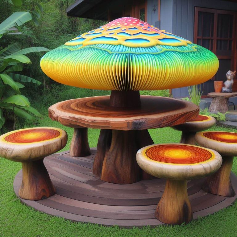 Enhance Your Patio with Mushroom Table and Tree-Shaped Picnic Sets for ...