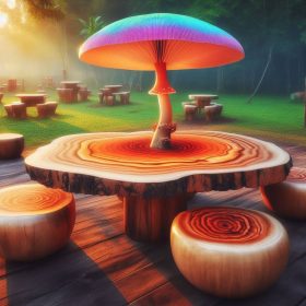 Enhance Your Patio with Mushroom Table and Tree-Shaped Picnic Sets for ...