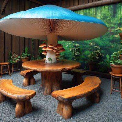 Enhance Your Patio with Mushroom Table and Tree-Shaped Picnic Sets for ...