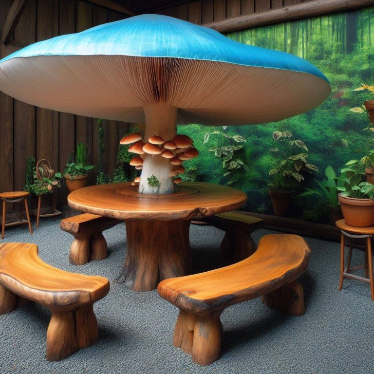 Enhance Your Patio with Mushroom Table and Tree-Shaped Picnic Sets for ...