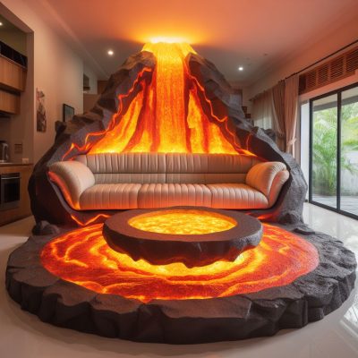 Can the Volcanoic Sofa Erupt with fiery beauty and set your Room aglow ...