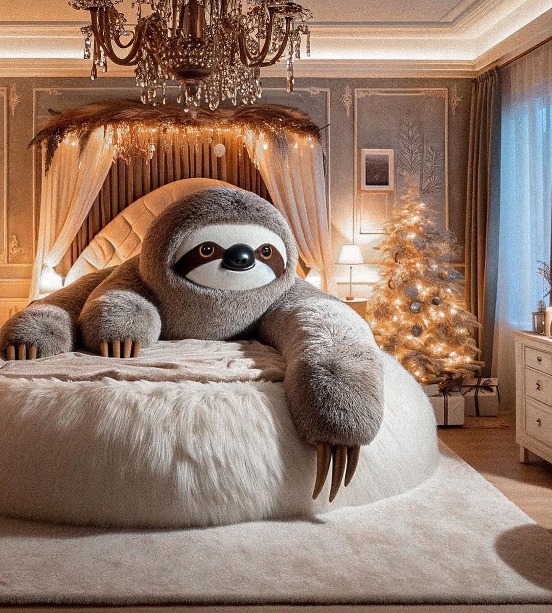 Christmas Comfort: Embrace the Holidays with a Sloth-Shaped Bed