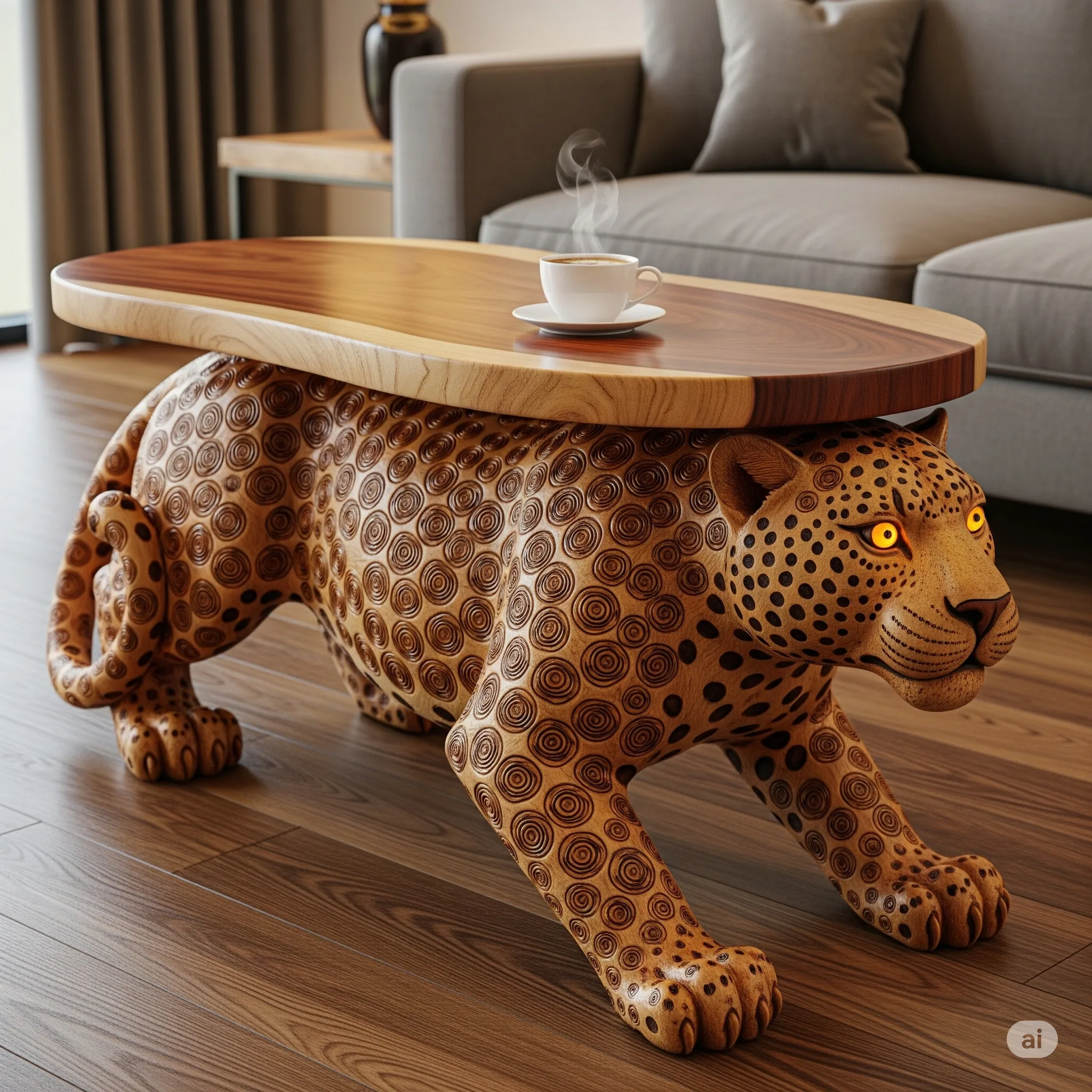 Unleashing Elegance with a Wooden Leopard Coffee Table – A Unique ...