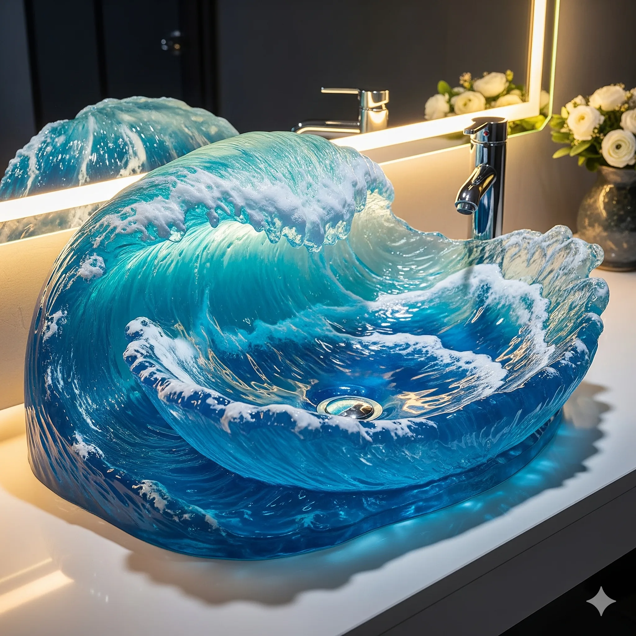 Dive into Beauty: How Epoxy Ocean Wave Sinks Transform Your Space