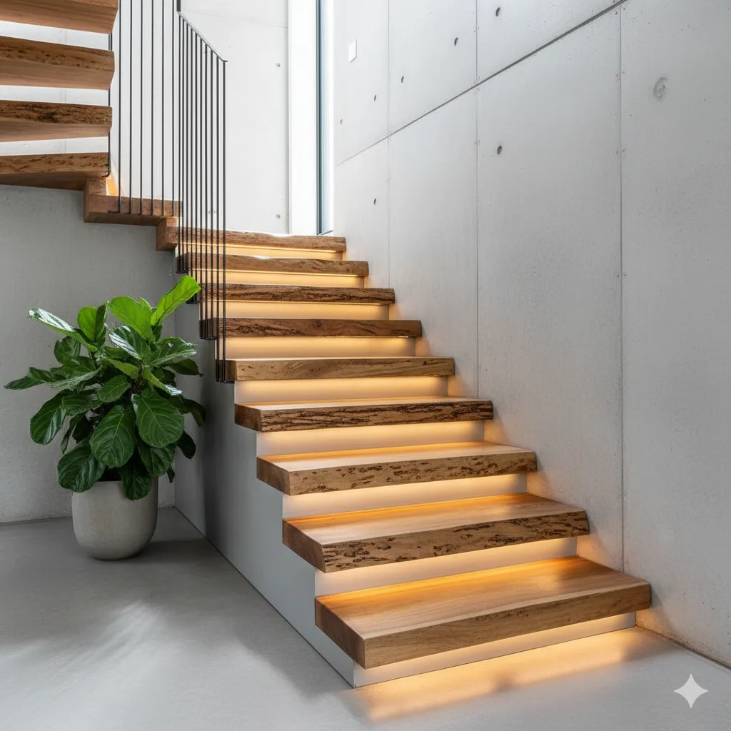 Elevating Interiors with a Stunning Wood Slab Staircase – Unique Design ...