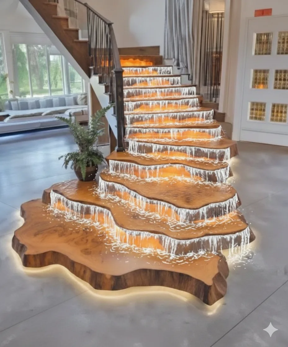 Elevating Interiors with a Stunning Wood Slab Staircase – Unique Design ...