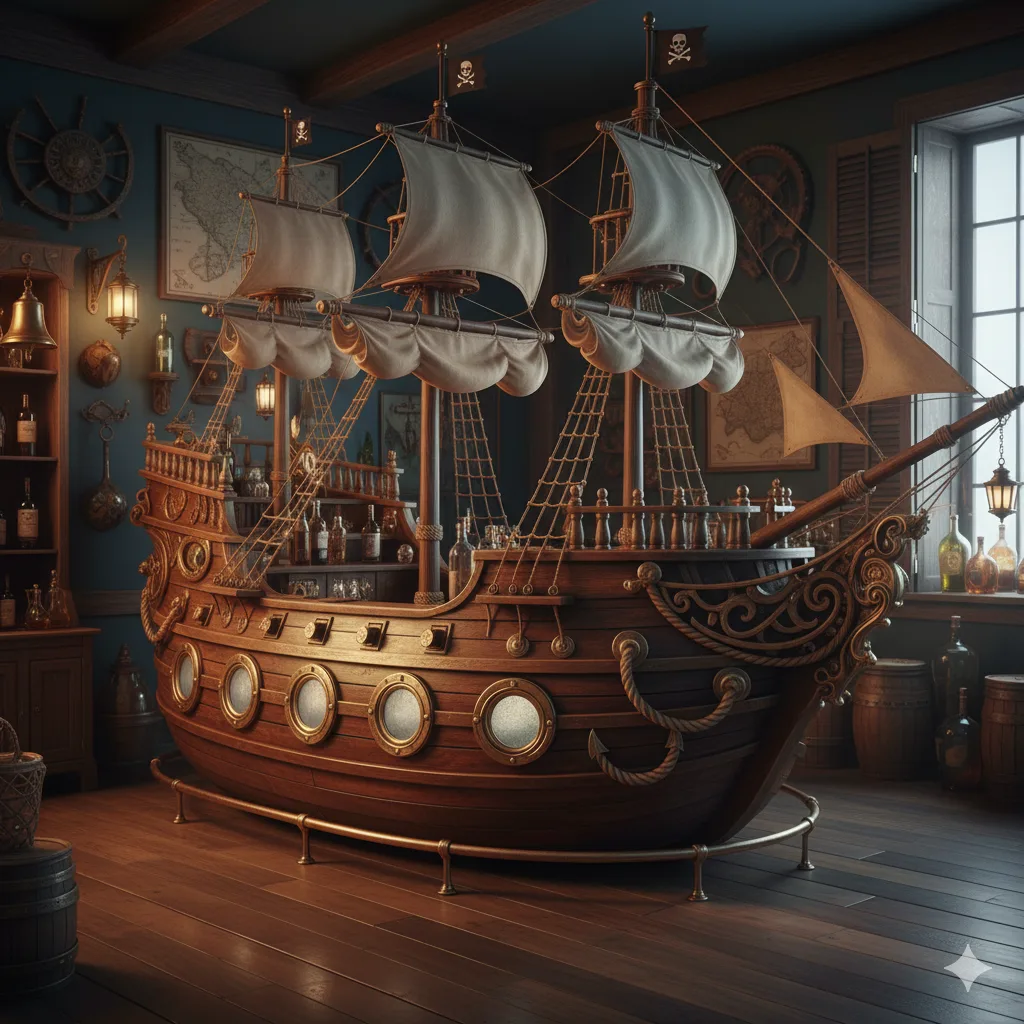 Set Sail with Style: Crafting Your Own Wooden Pirate Ship Home Bar