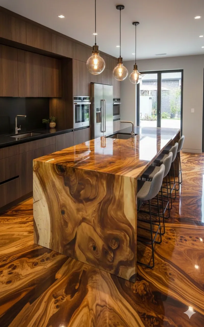 Elevate Your Outdoor Space with a Stunning Epoxy Wood Slab Patio Design