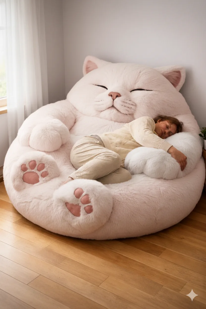 Plush Comfort Redefined - Discover the Magic of the Fluffy Cat Bean Bag